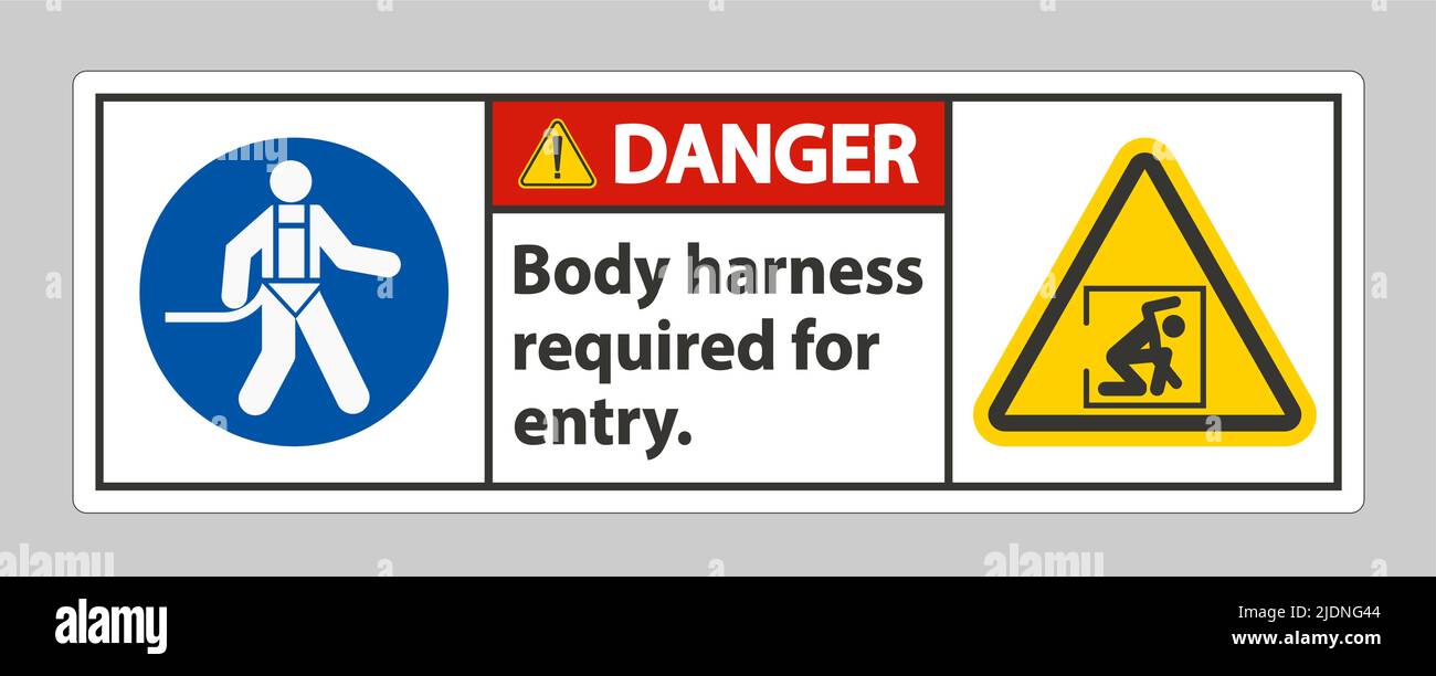 Danger Sign Body Harness Required For Entry Stock Vector Image & Art ...