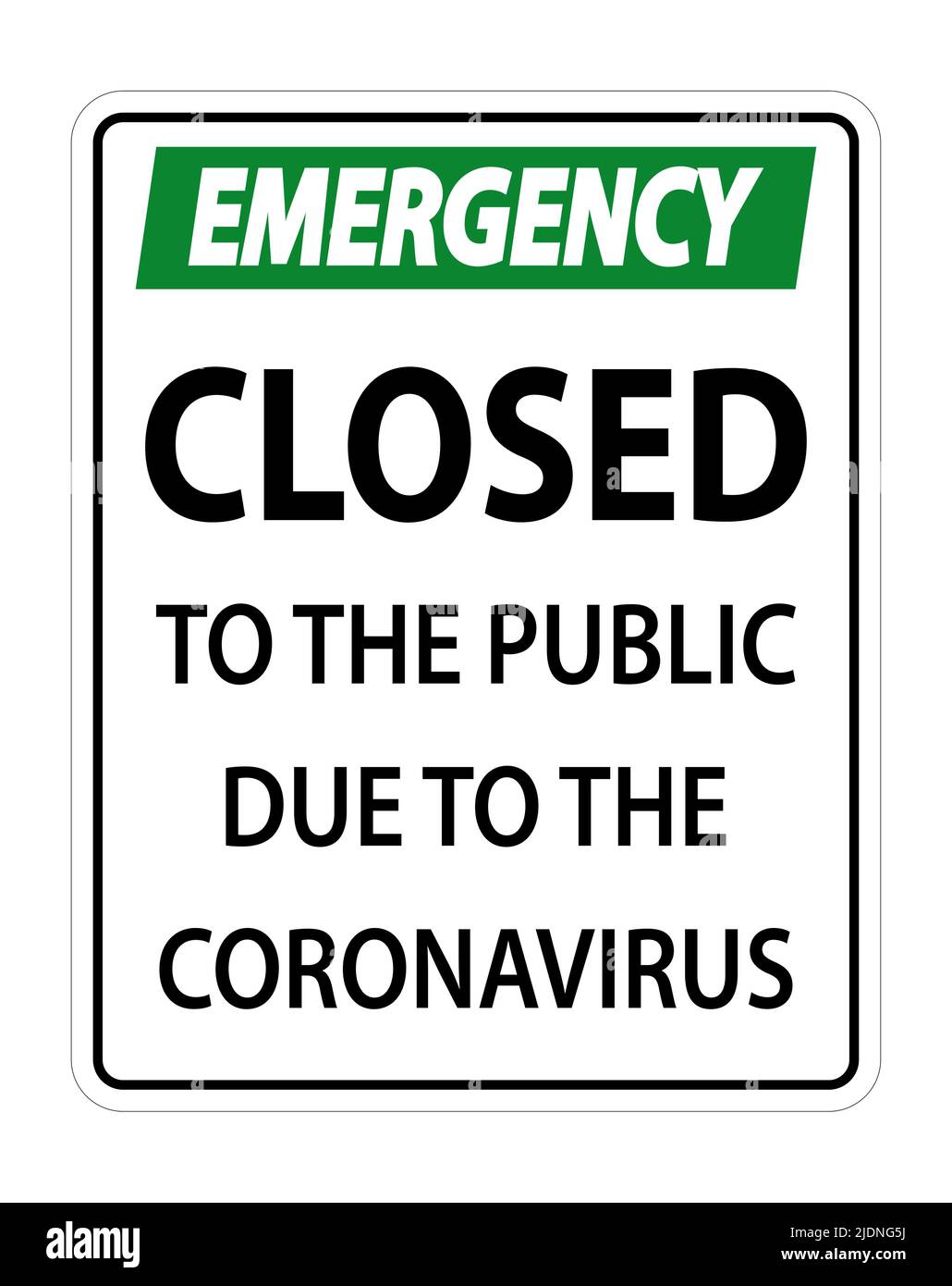 Emergency Closed to public sign on white background Stock Vector Image ...