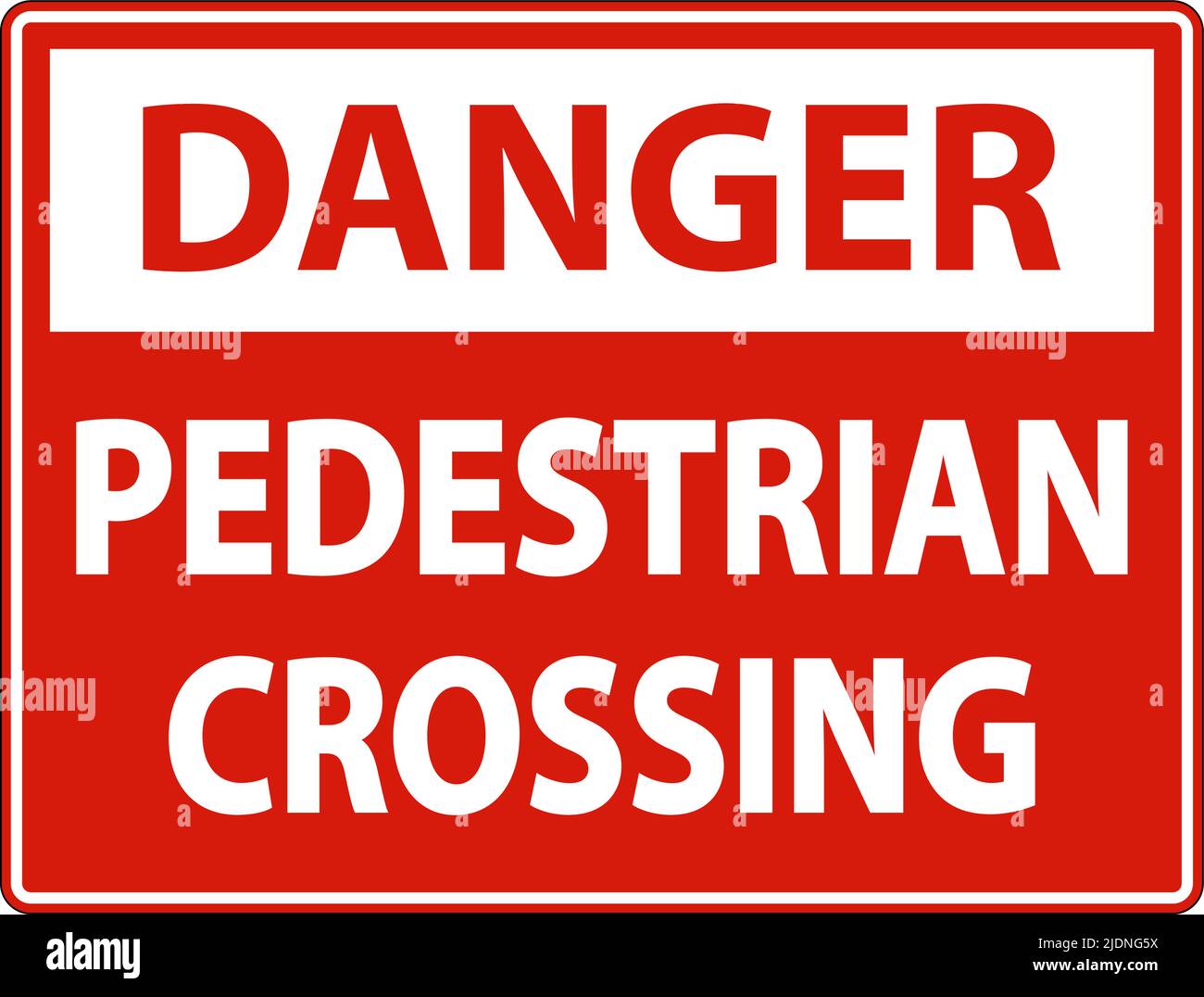 Danger Pedestrian Crossing Sign On White Background Stock Vector Image ...
