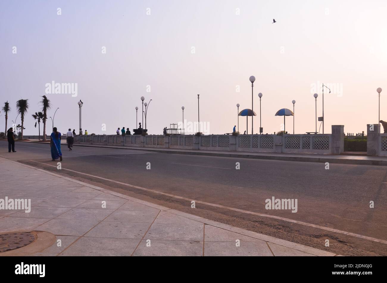 Beautiful promenade in the resort town of Pondicherry, Tamil Nadu ...