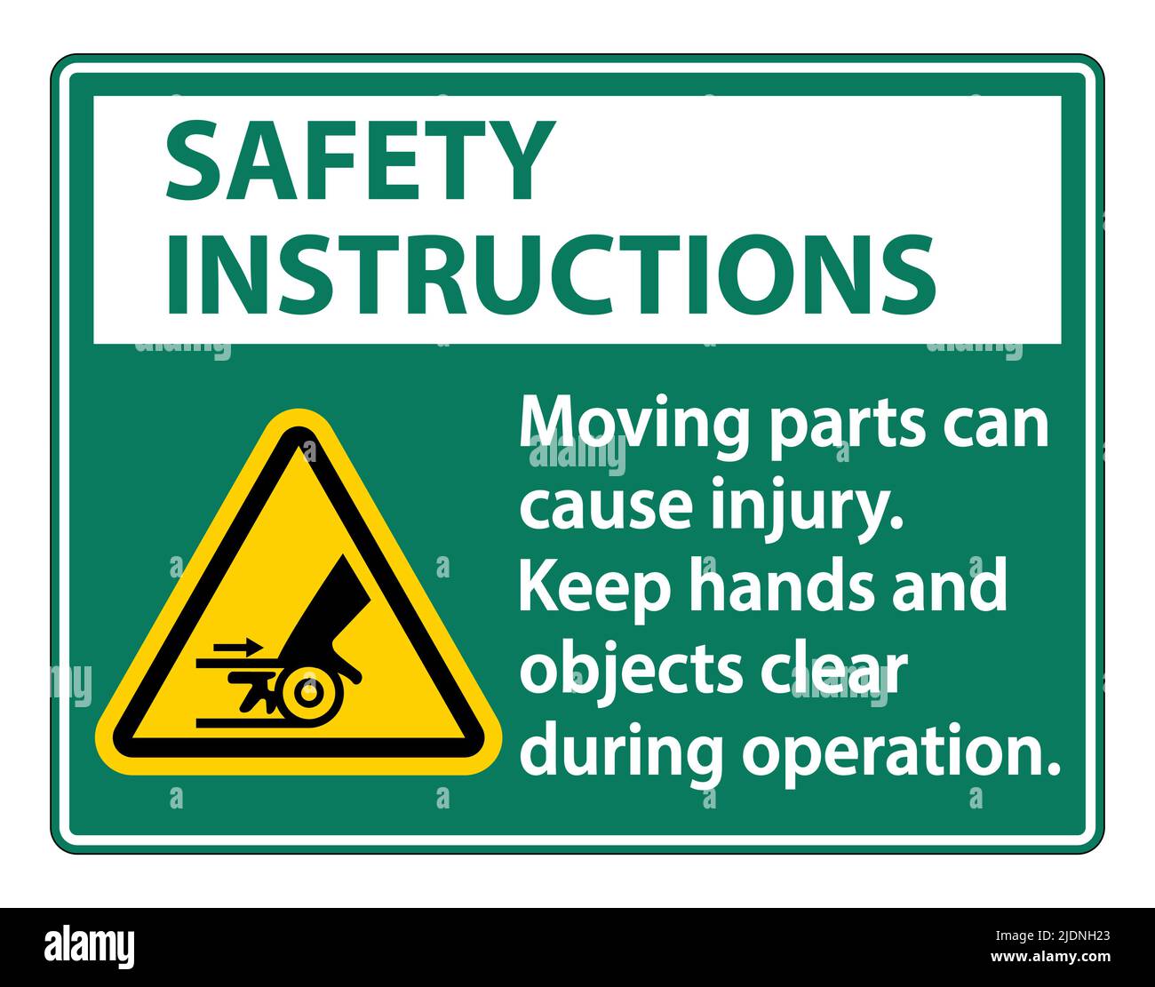 Safety Instructions Moving parts can cause injury sign on white ...