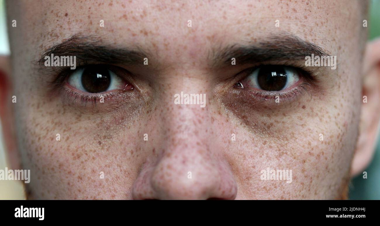 Angry man emotion, close-up person lips and mouth changing mood ...