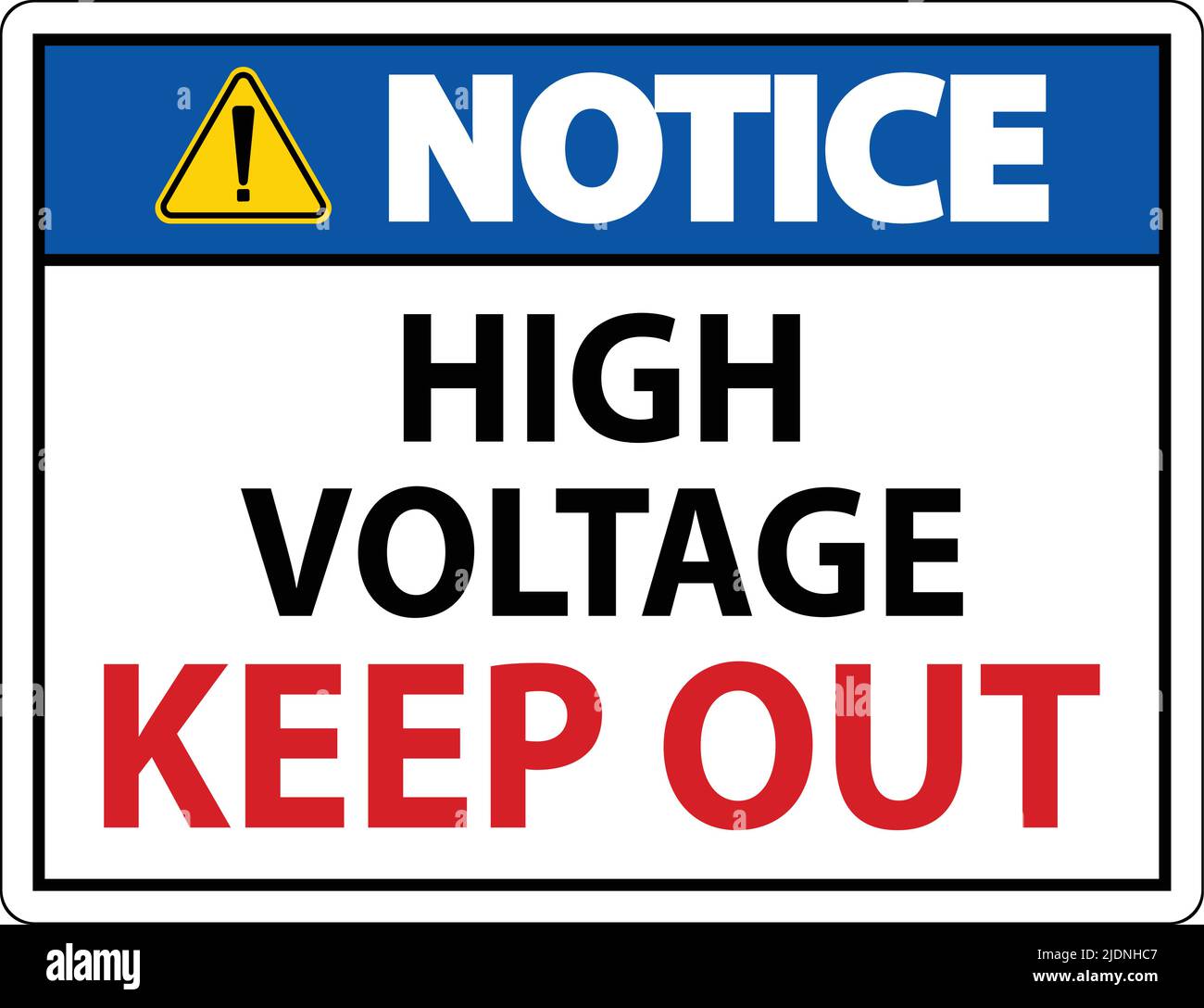 Notice High Voltage Keep Out Sign On White Background Stock Vector ...