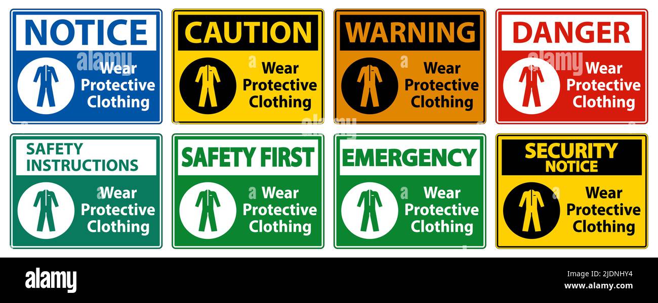 Wear protective clothing sign on white background Stock Vector Image ...