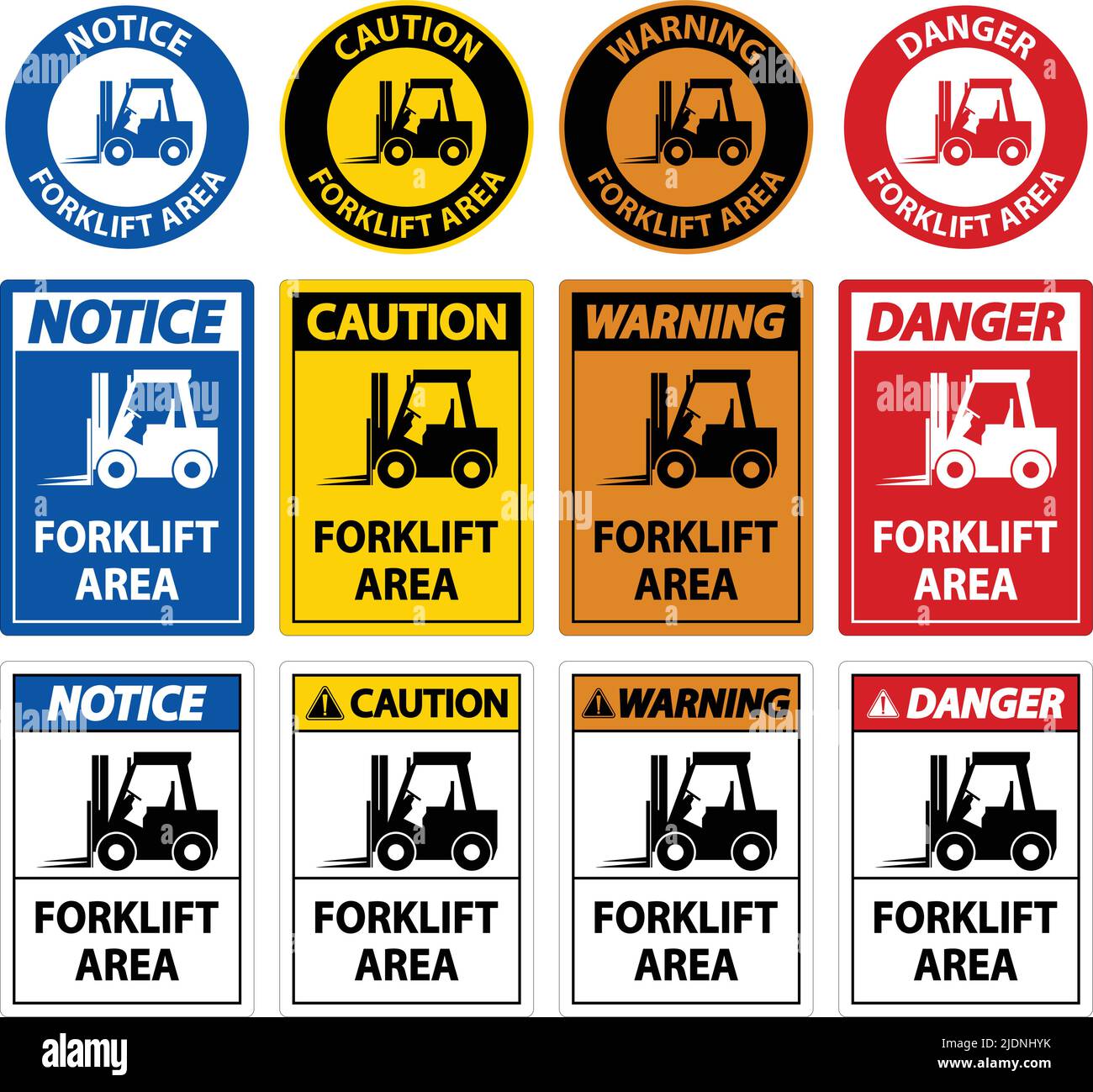 2-Way Caution Forklift Area Sign On White Background Stock Vector Image ...