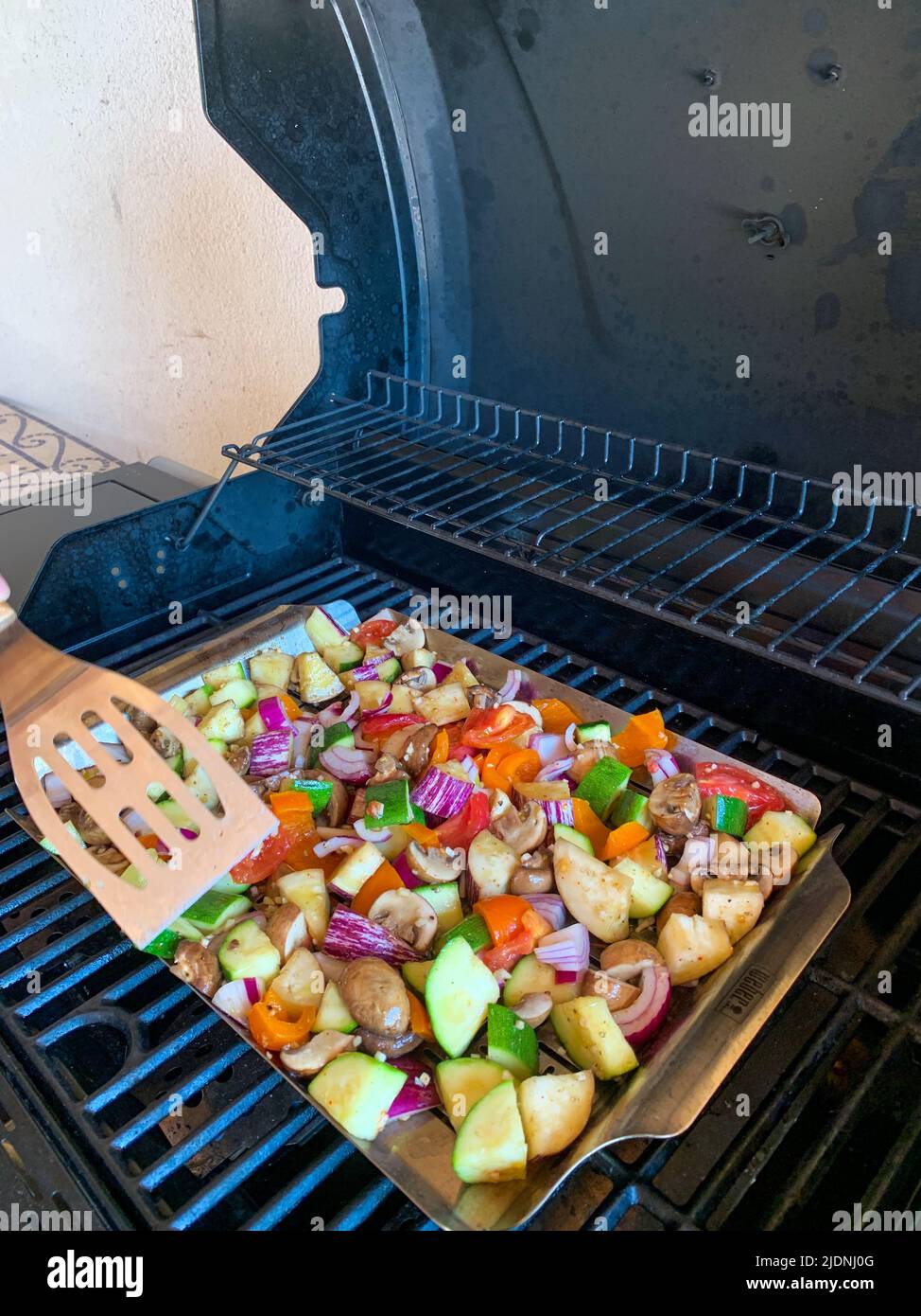 Fresh vegetables cooking on a barbecue, France Stock Photo - Alamy