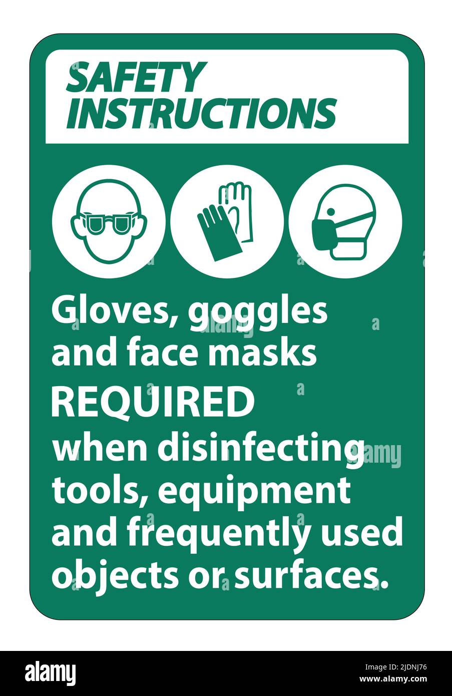 Safety Instructions Gloves,Goggles,And Face Masks Required Sign On ...