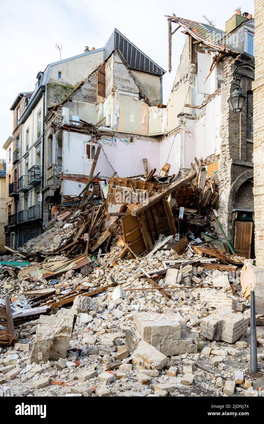 Collapse of a building in Dieppe, France, on October 12, 2021 Stock ...