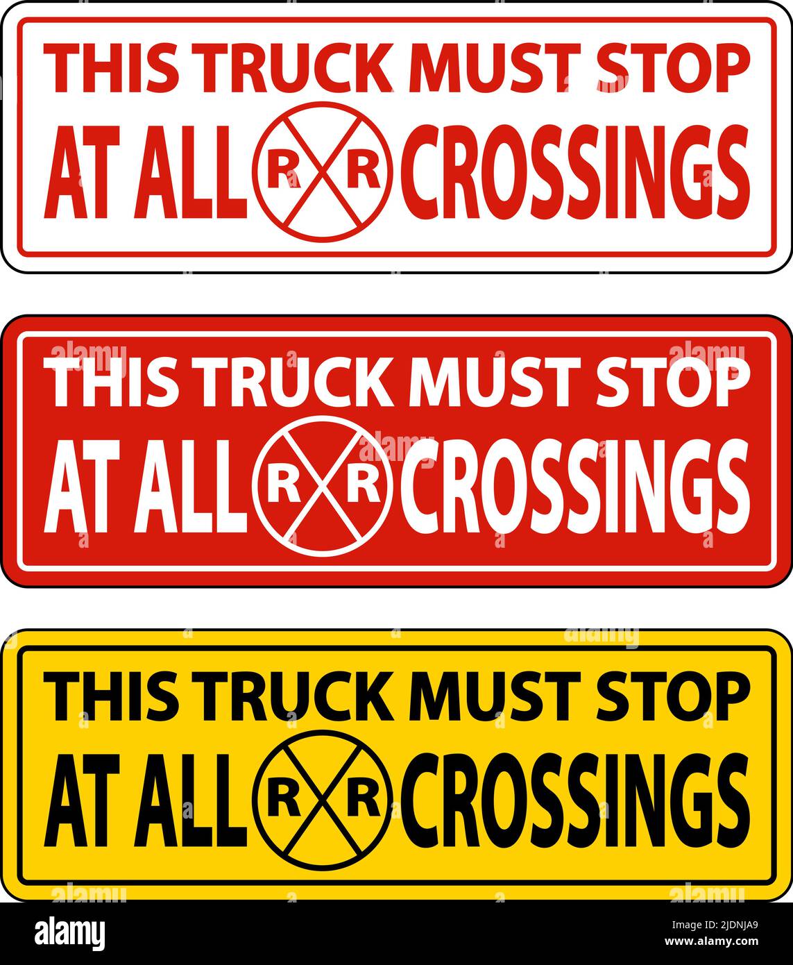 Must Stop At All Crossings Label Sign On White Background Stock Vector ...