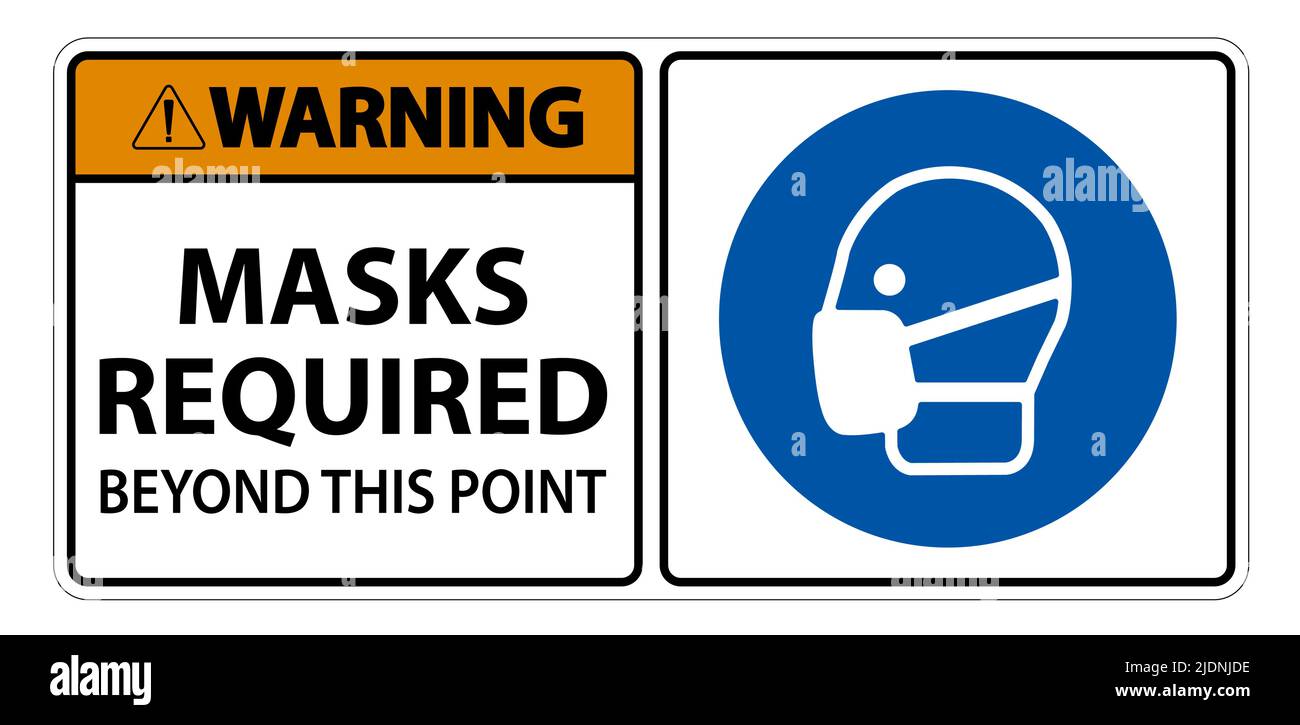 Warning Masks Required Beyond This Point Sign Isolate On White ...