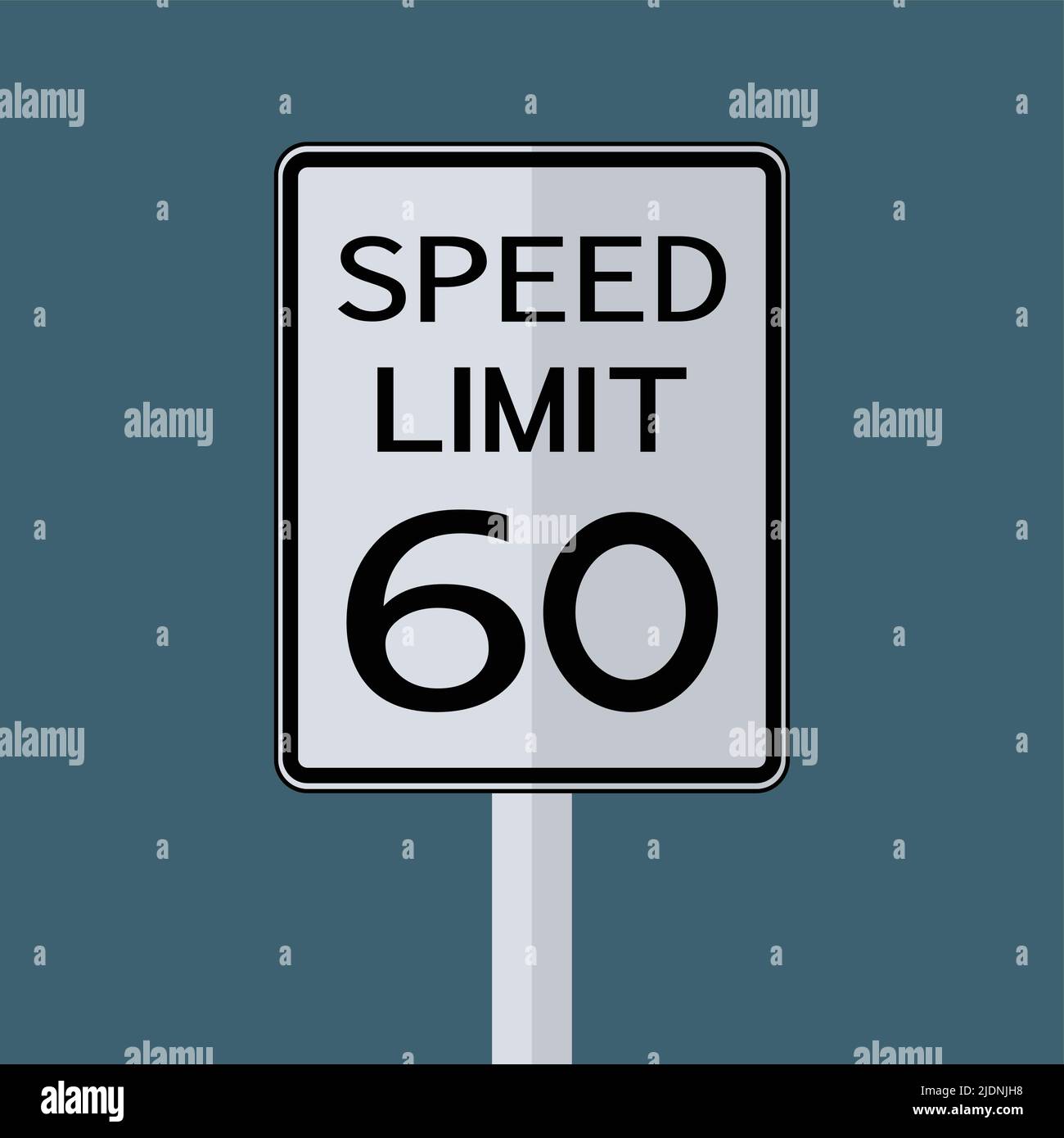 USA Road Traffic Transportation Sign: Speed Limit 60 On White ...