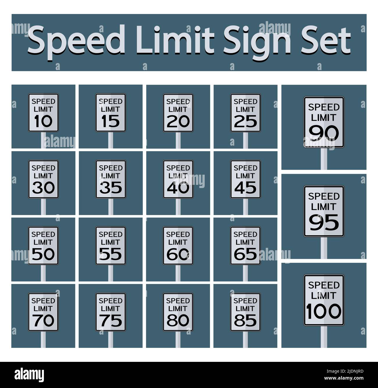 Speed Limit Sign Set Isolate On Black Background,Vector Illustration EPS.10 Stock Vector Image ...