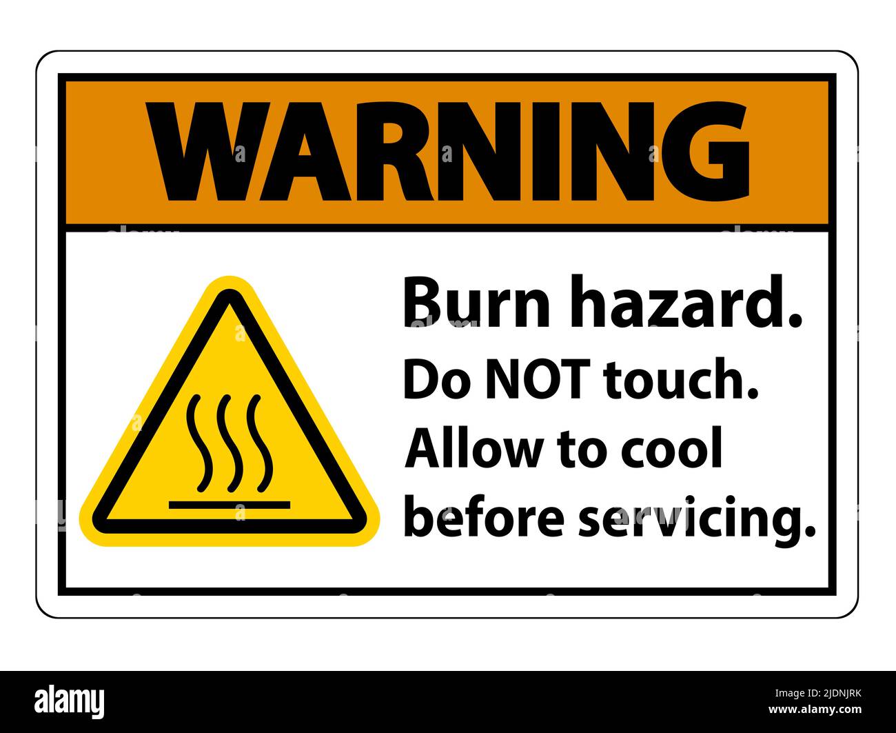 Warning Burn hazard safety,Do not touch label Sign on white background ...