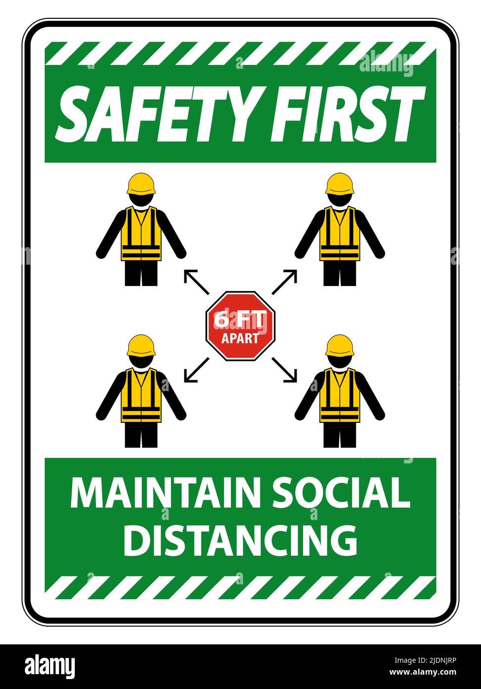Safety First Maintain social distancing, stay 6ft apart sign ...