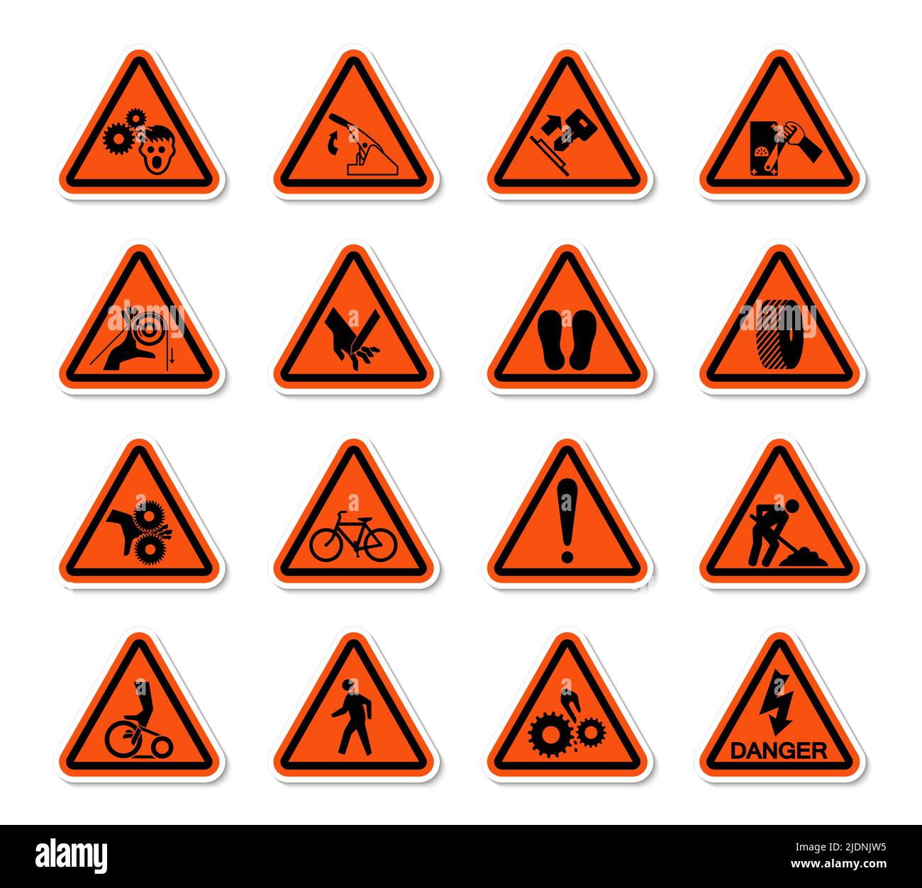 Triangular Warning Hazard Symbols labels Sign Isolate on White ... Triangular Warning Hazard Symbols labels Sign Isolate on White ...