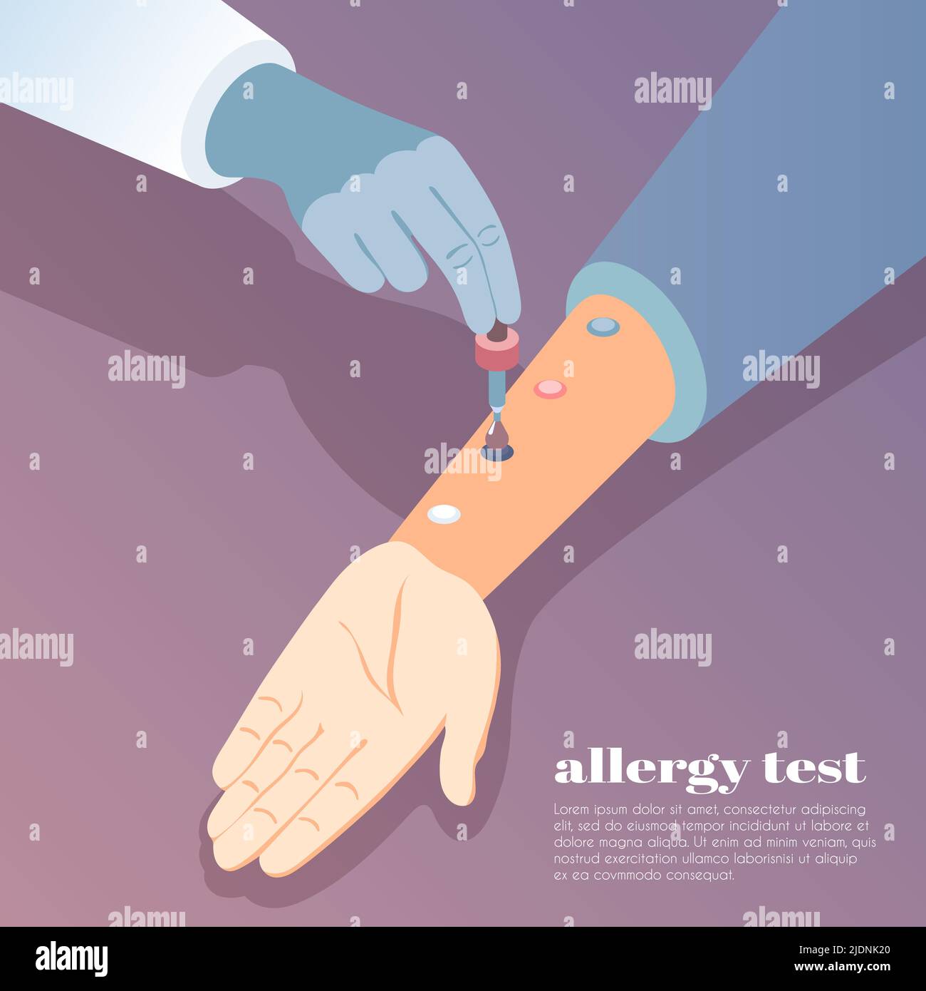 Allergy symptoms background with allergens test symbols isometric ...