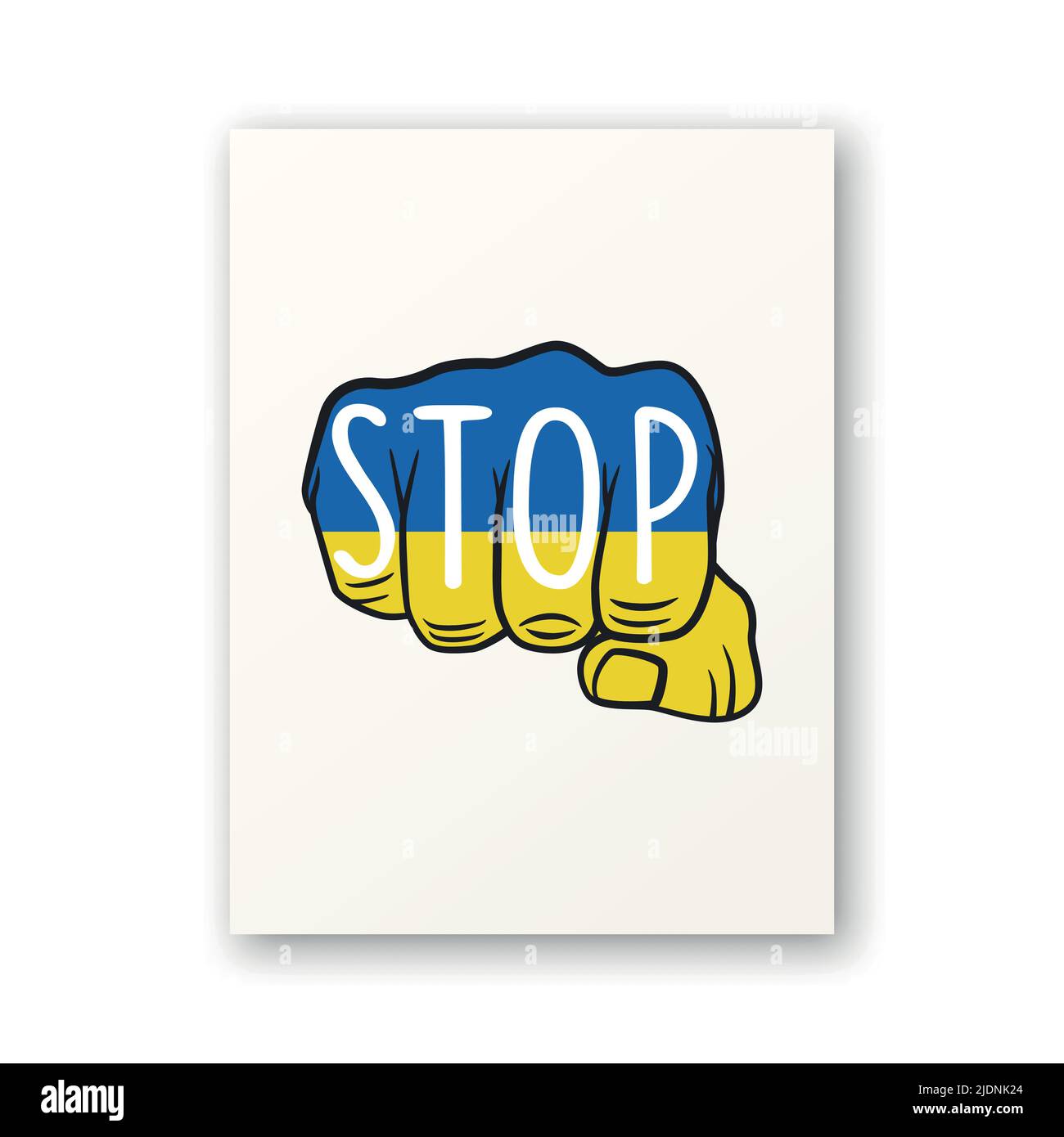 Stop War in Ukraine. Fist with Ukranian Flag. Symbol of Struggle ...