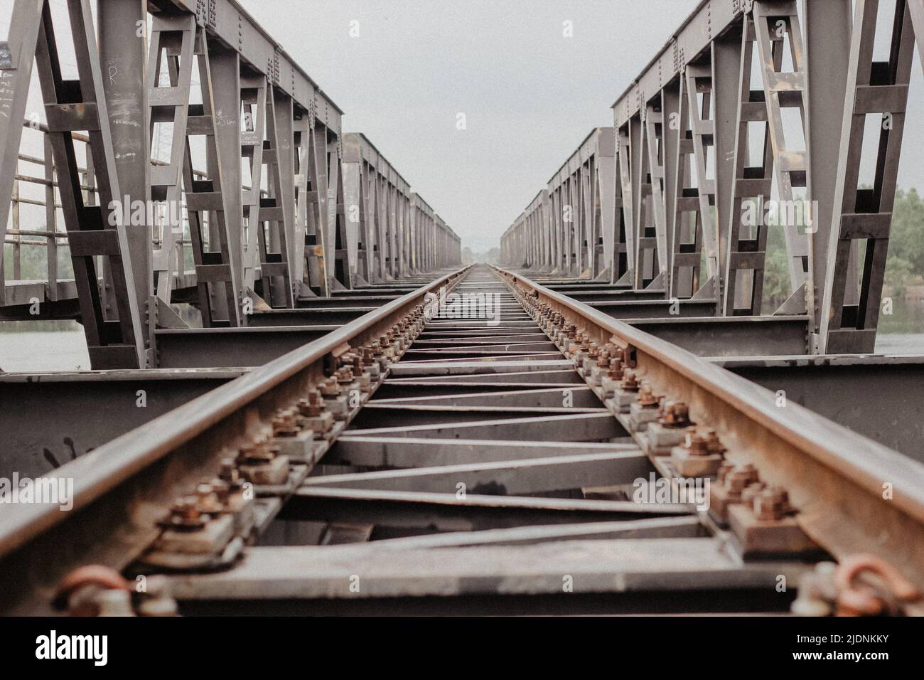 A perspective of railroad line Stock Photo - Alamy