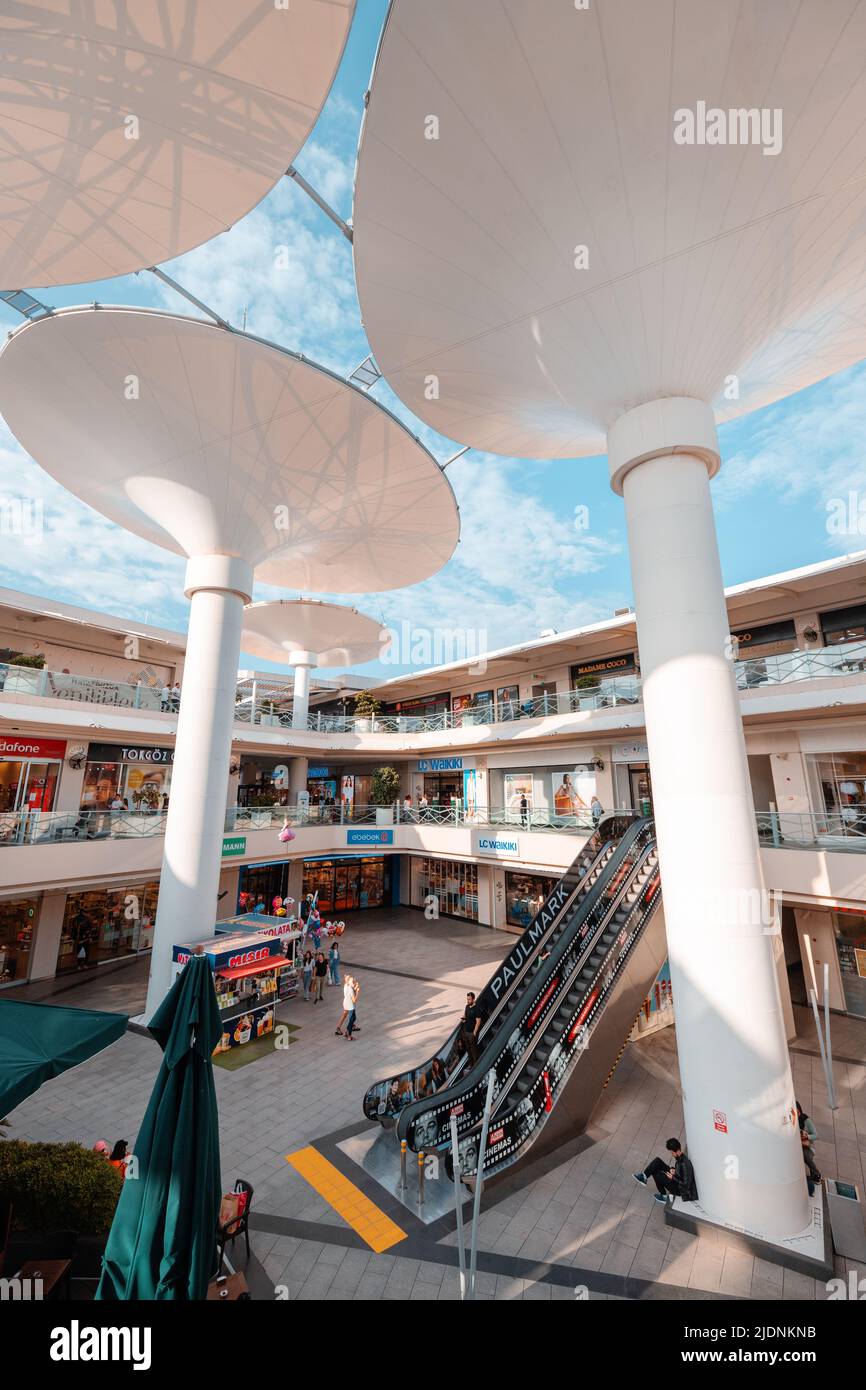 20 May 2022, Antalya, Turkey: Unusual interior of a modern Erasta Mall ...