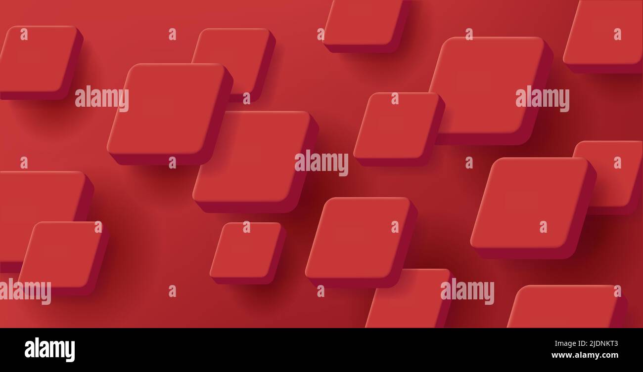 red volume squares creating dynamic texture, 3d render style Stock ...