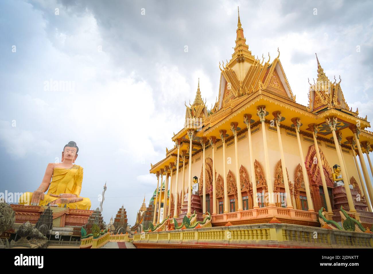 Golden Buddhist temple in Cambodia Stock Photo - Alamy