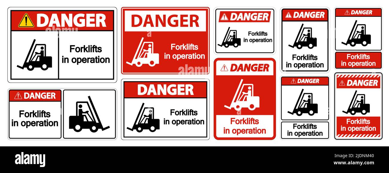 Danger forklifts in operation Symbol Sign Isolate on transparent ...