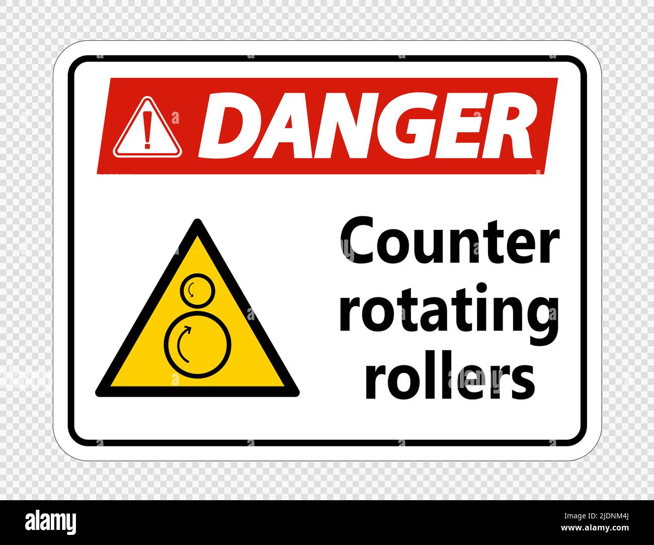 Danger counter rotating rollers sign on transparent background,vector ...
