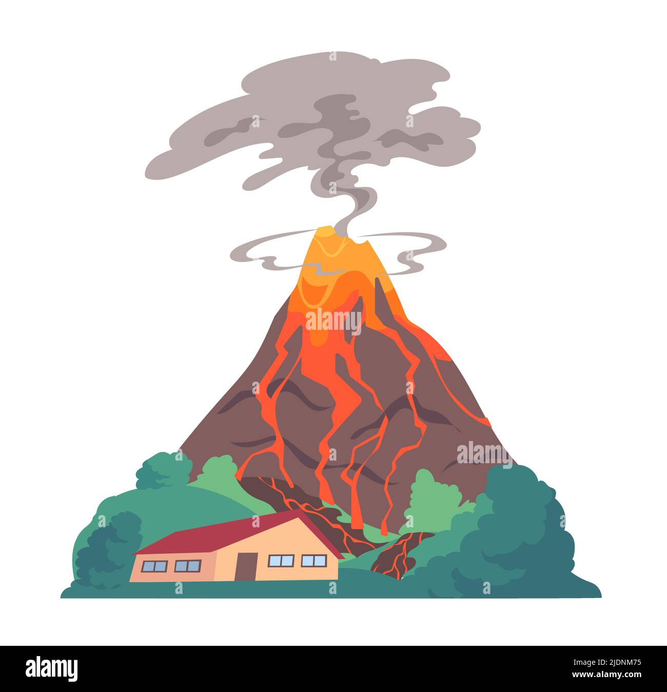 Volcano eruption Natural disaster elemental calamity Stock Vector Image ...