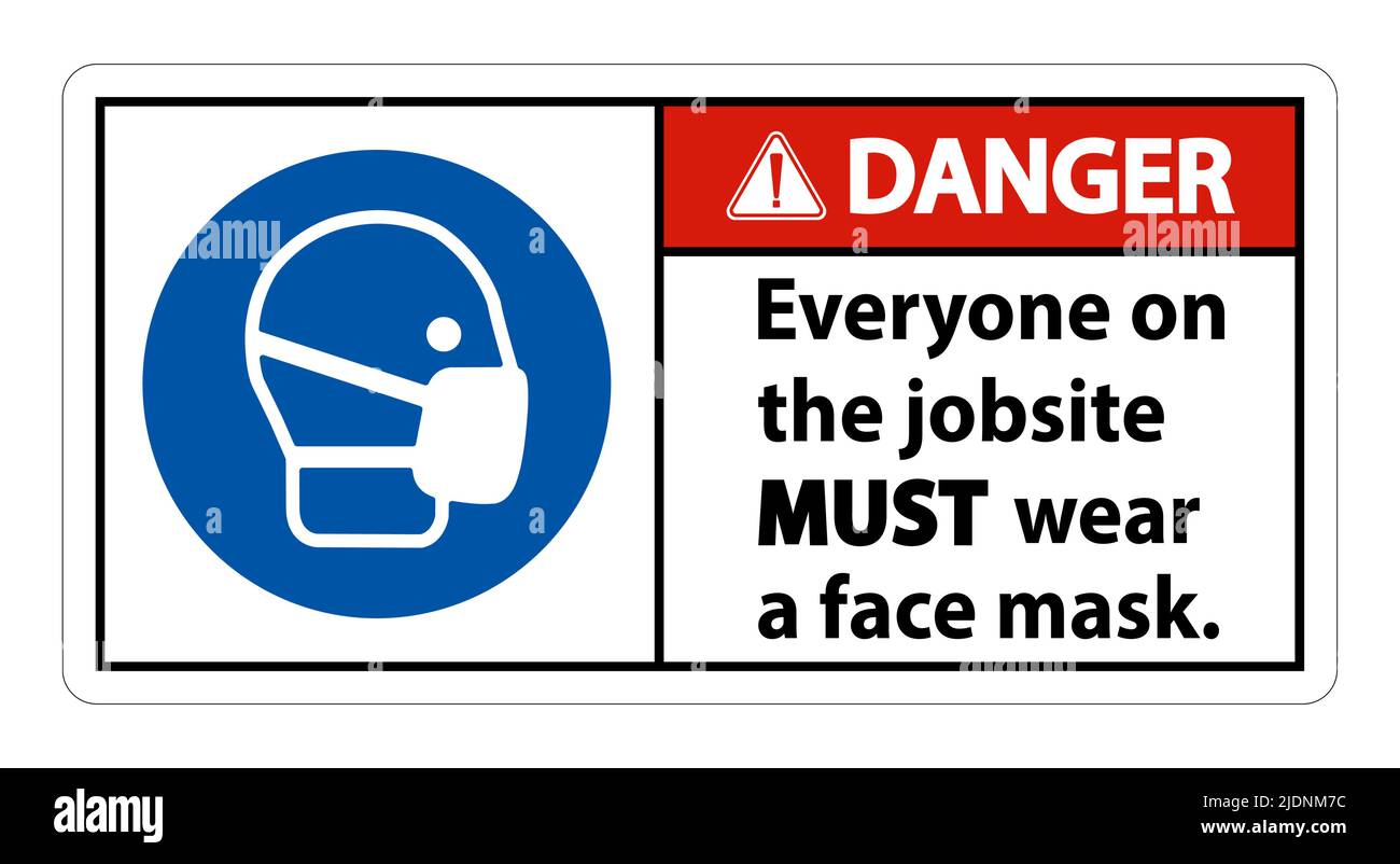 Danger Wear A Face Mask Sign Isolate On White Background Stock Vector ...