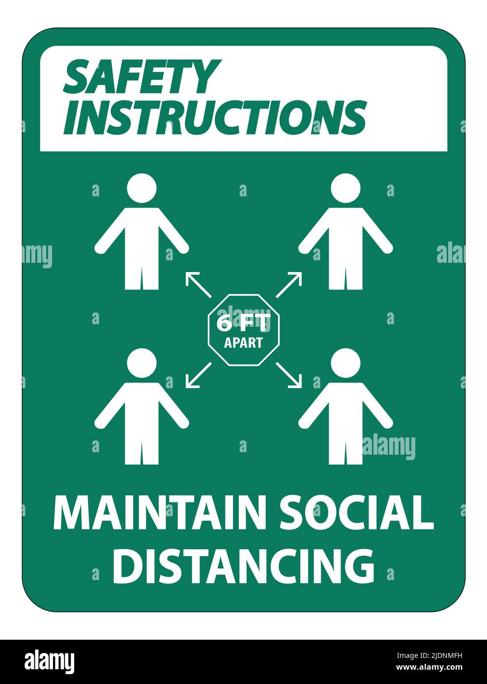 Safety Instructions Maintain social distancing, stay 6ft apart sign ...