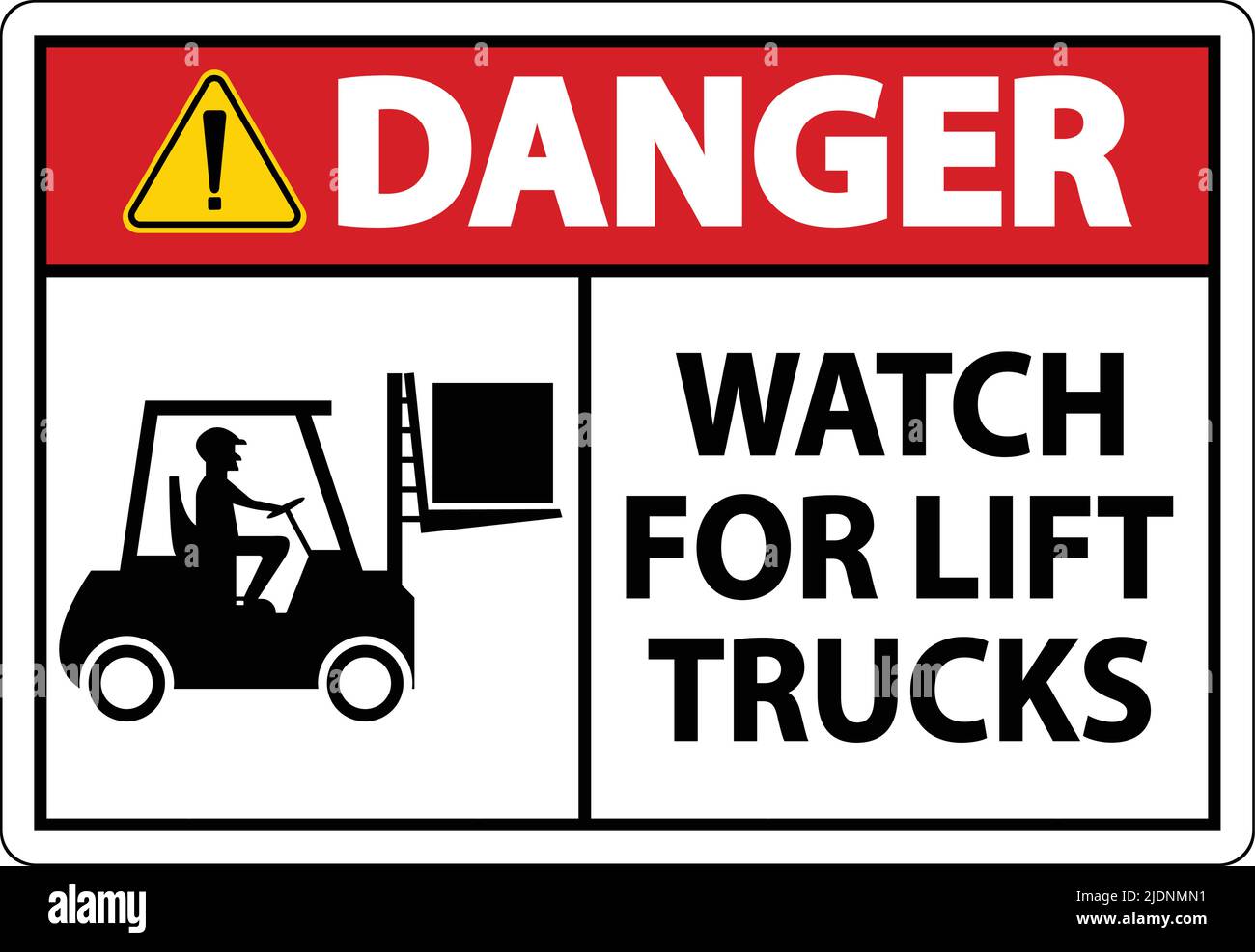 Danger Watch For Lift Trucks Sign On White Background Stock Vector ...