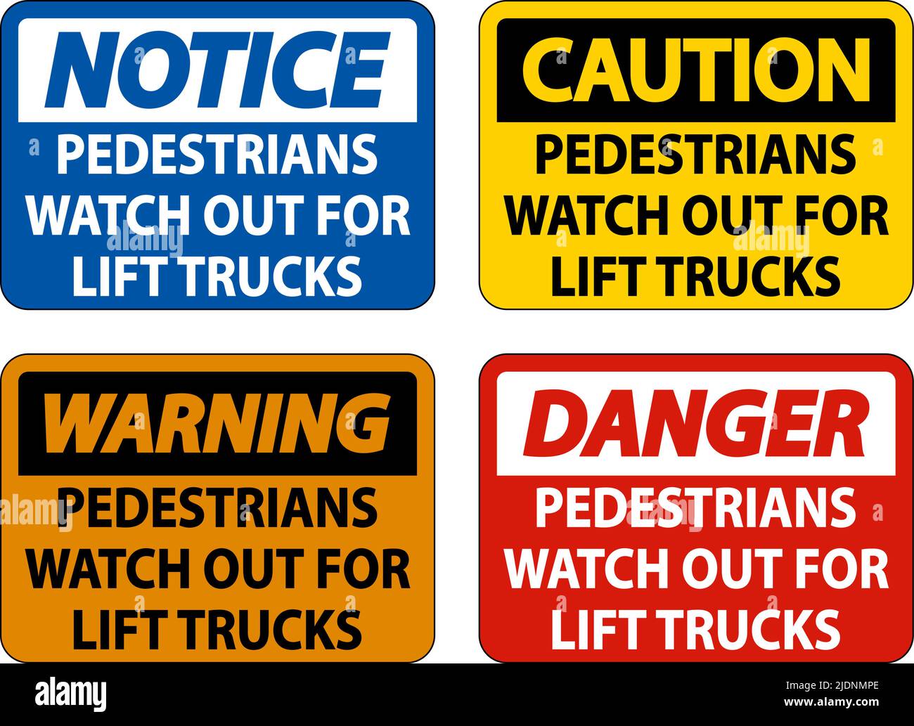 Pedestrians Watch For Lift Trucks Sign On White Background Stock Vector ...