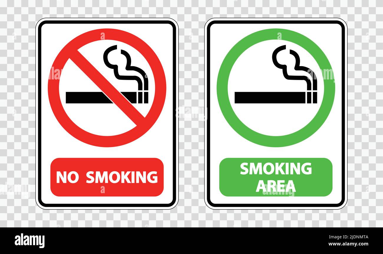 No smoking and smoking area sign label on transparent background,vector ...
