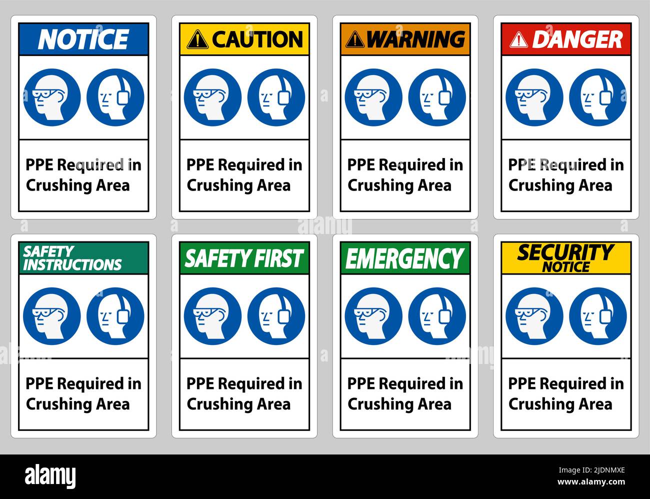 Sign PPE Required In Crushing Area Isolate on White Background Stock ...