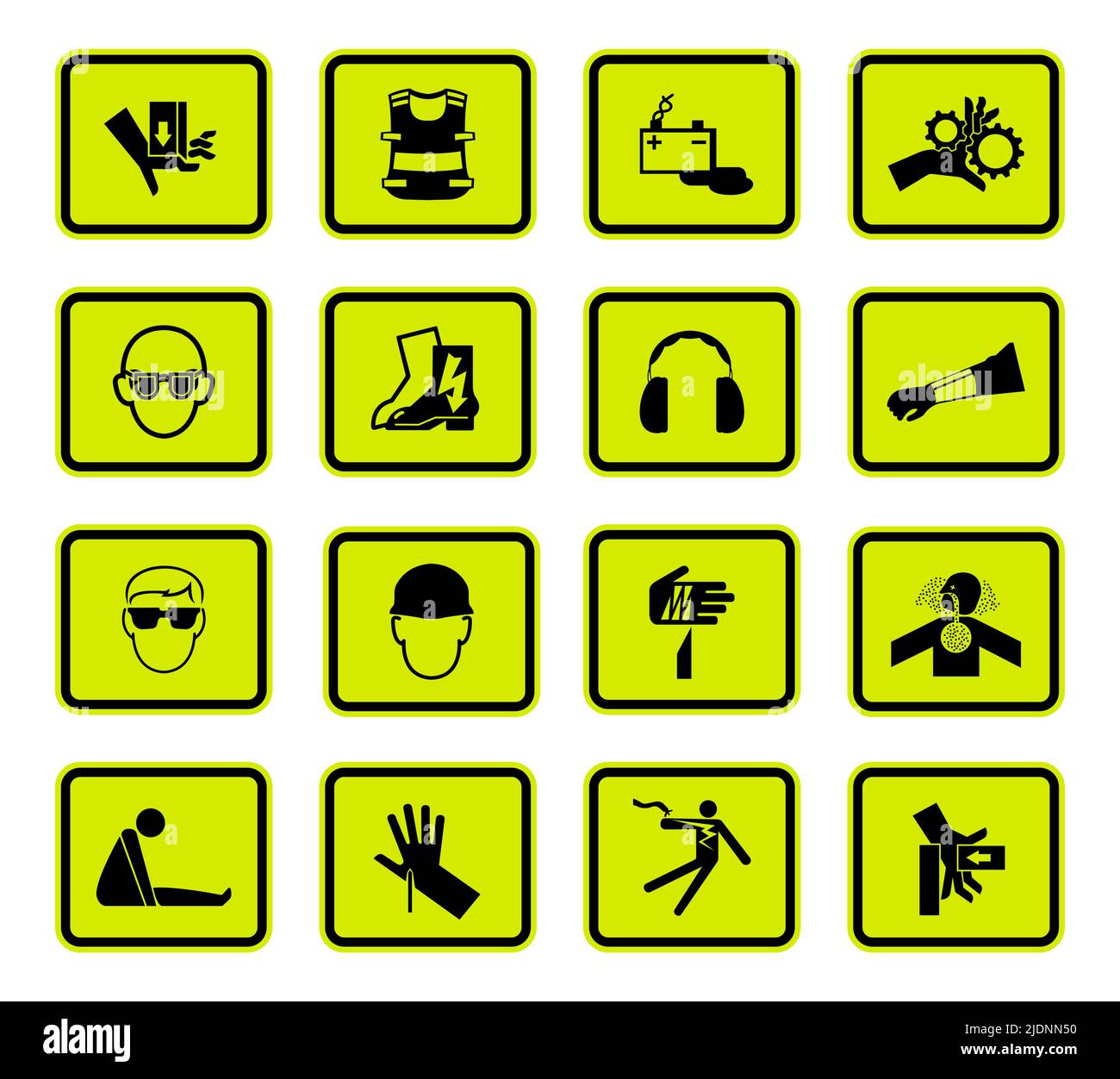 Warning Hazard Symbols labels Sign Isolated on White Background,Vector ...