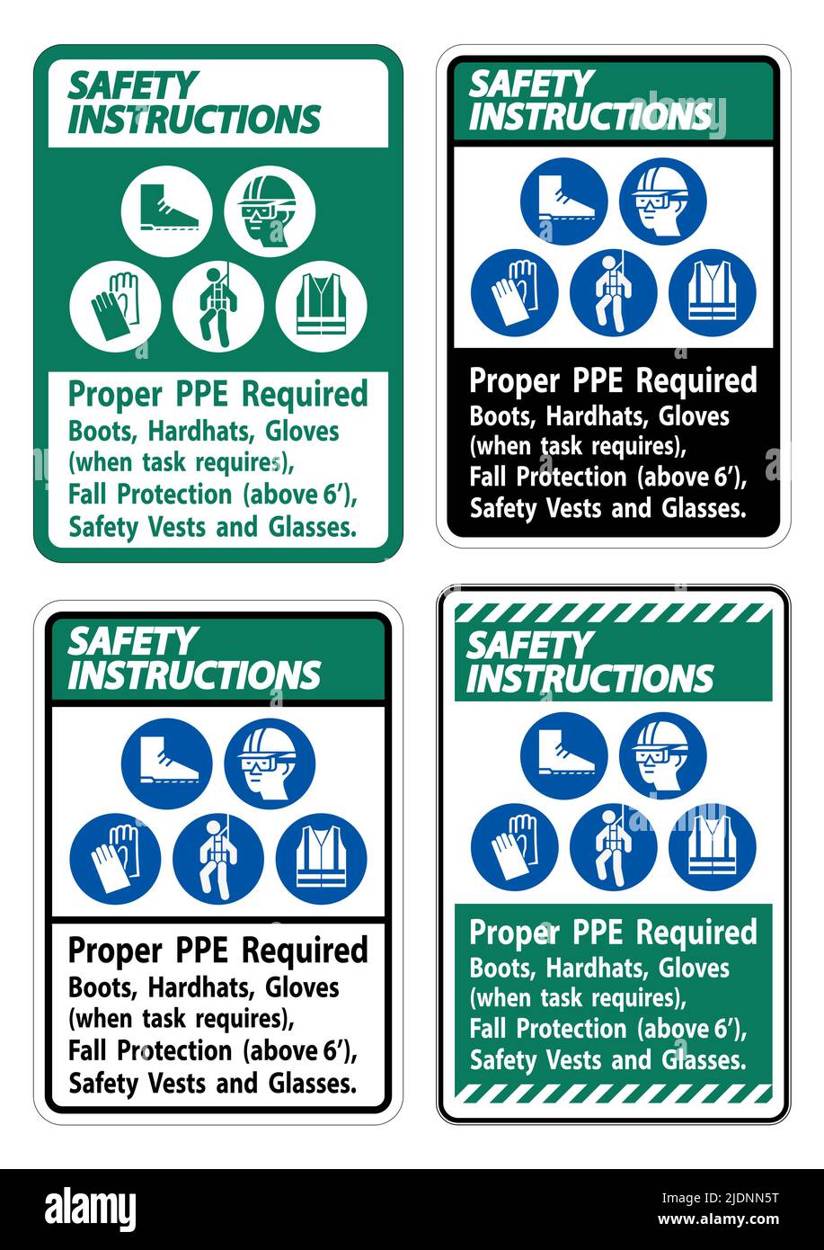 Safety Instructions Sign Proper PPE Required Boots, Hardhats, Gloves ...