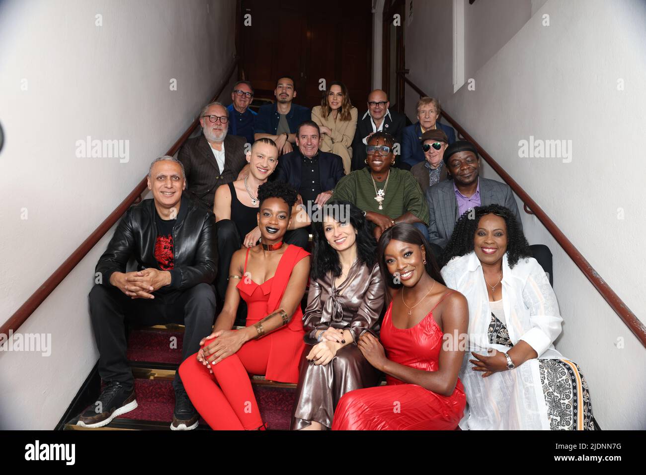 (back row, left to right) Chris Difford, guest, Melanie C, Harry Hill ...