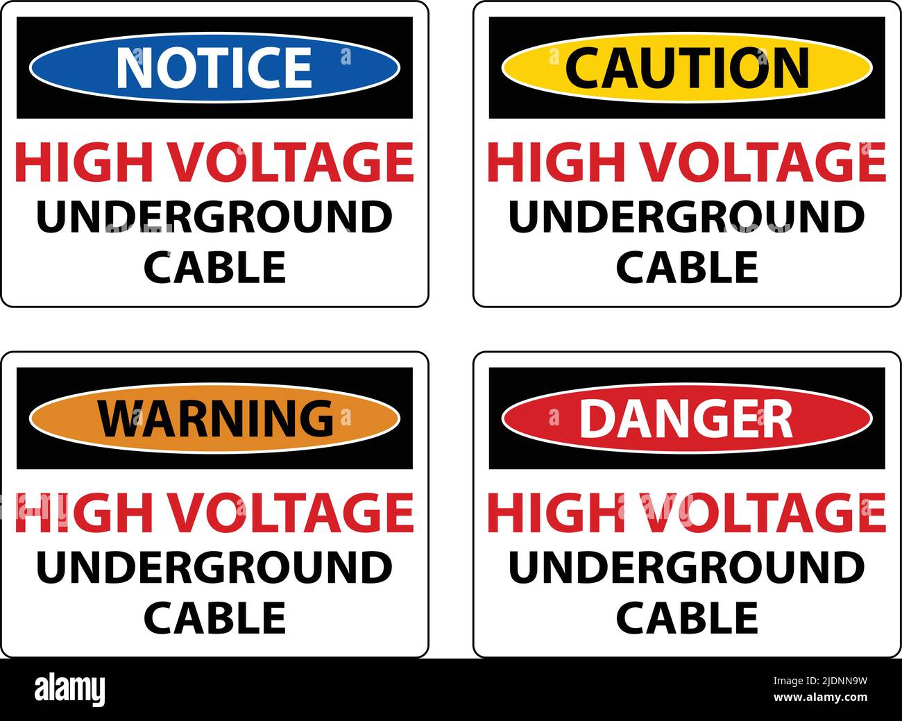 High Voltage Cable Underground Sign On White Background Stock Vector ...