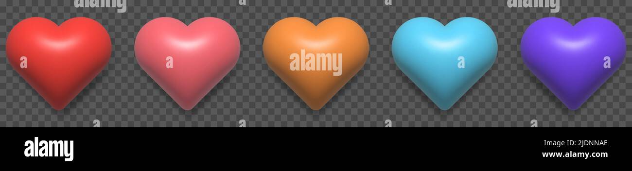 Set of 3d color hearts. Design for Valentine's Day, Mother's Day and ...