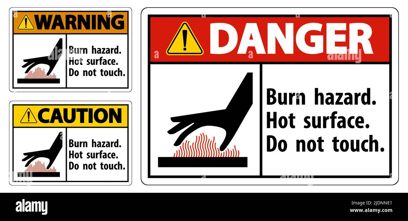 Burn hazard,Hot surface,Do not touch Symbol Sign Isolate on White ...