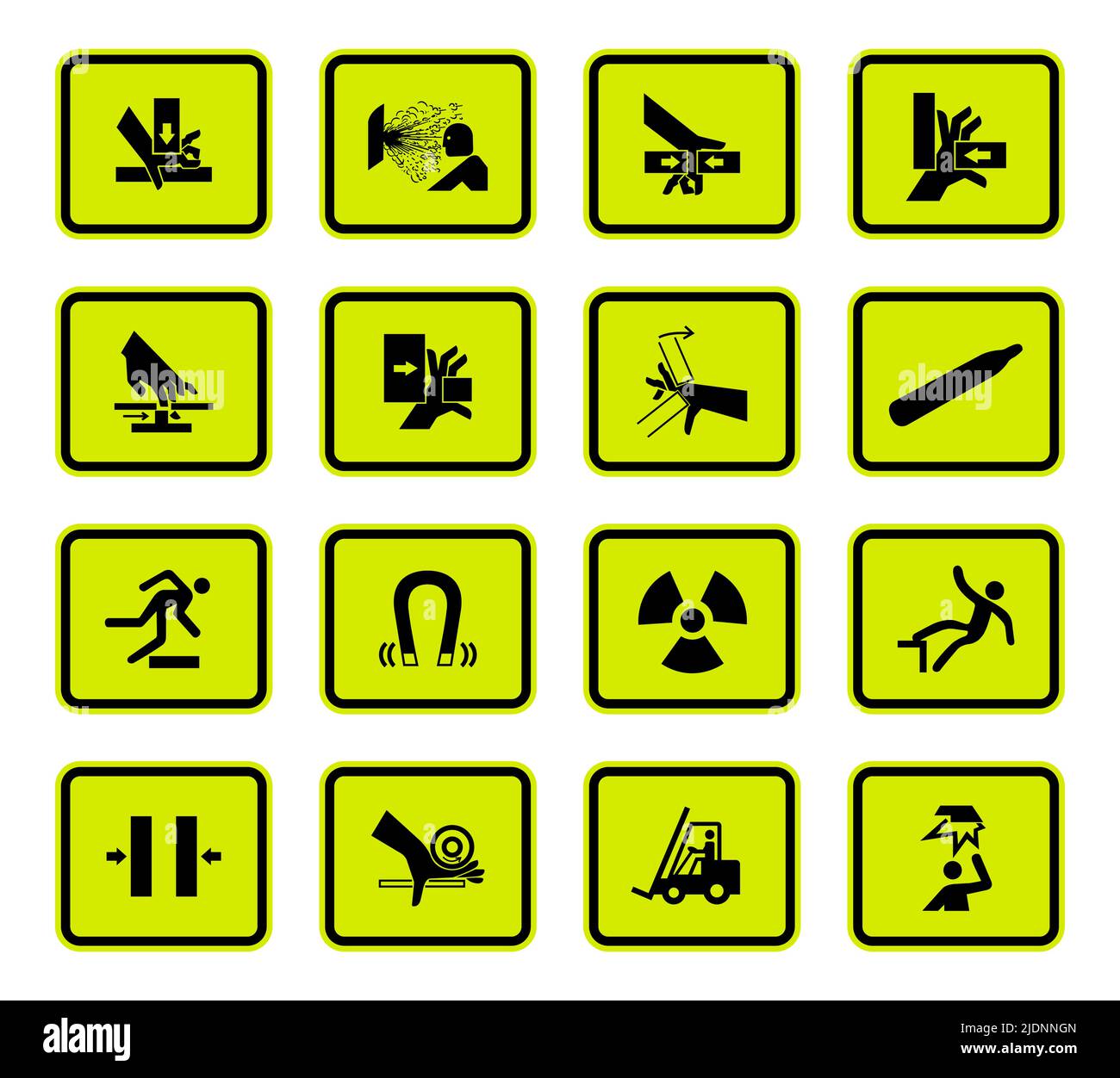 Warning Hazard Symbols labels Sign Isolated on White Background,Vector ...