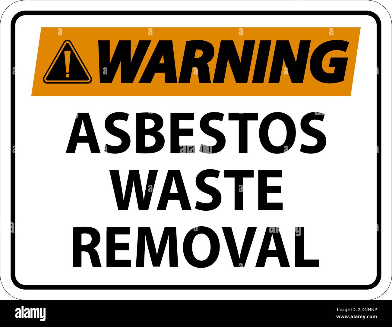 Warning Asbestos Waste Removal Sign On White Background Stock Vector ...