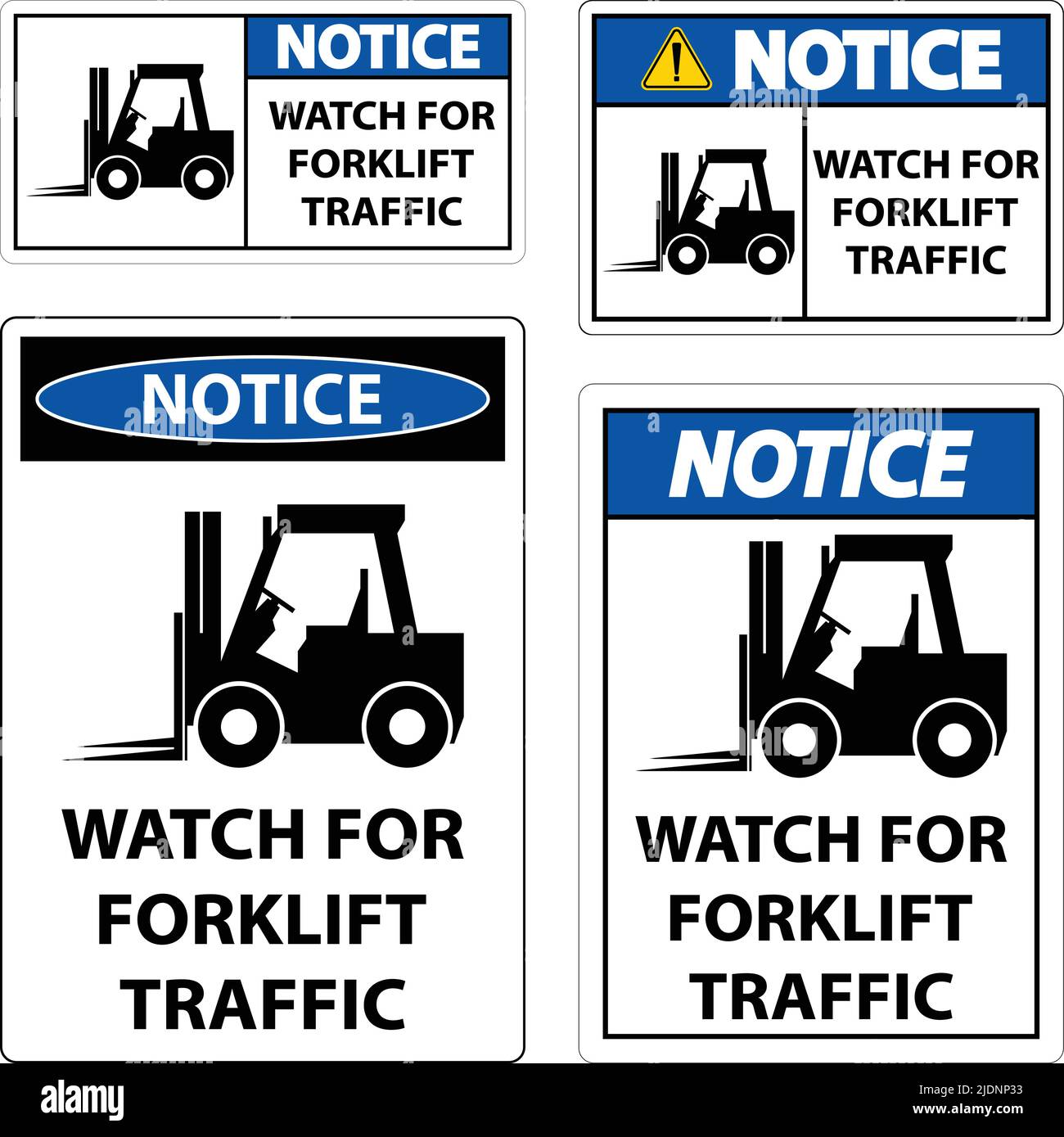 Notice 2-Way Watch For Forklift Traffic Sign On White Background Stock ...