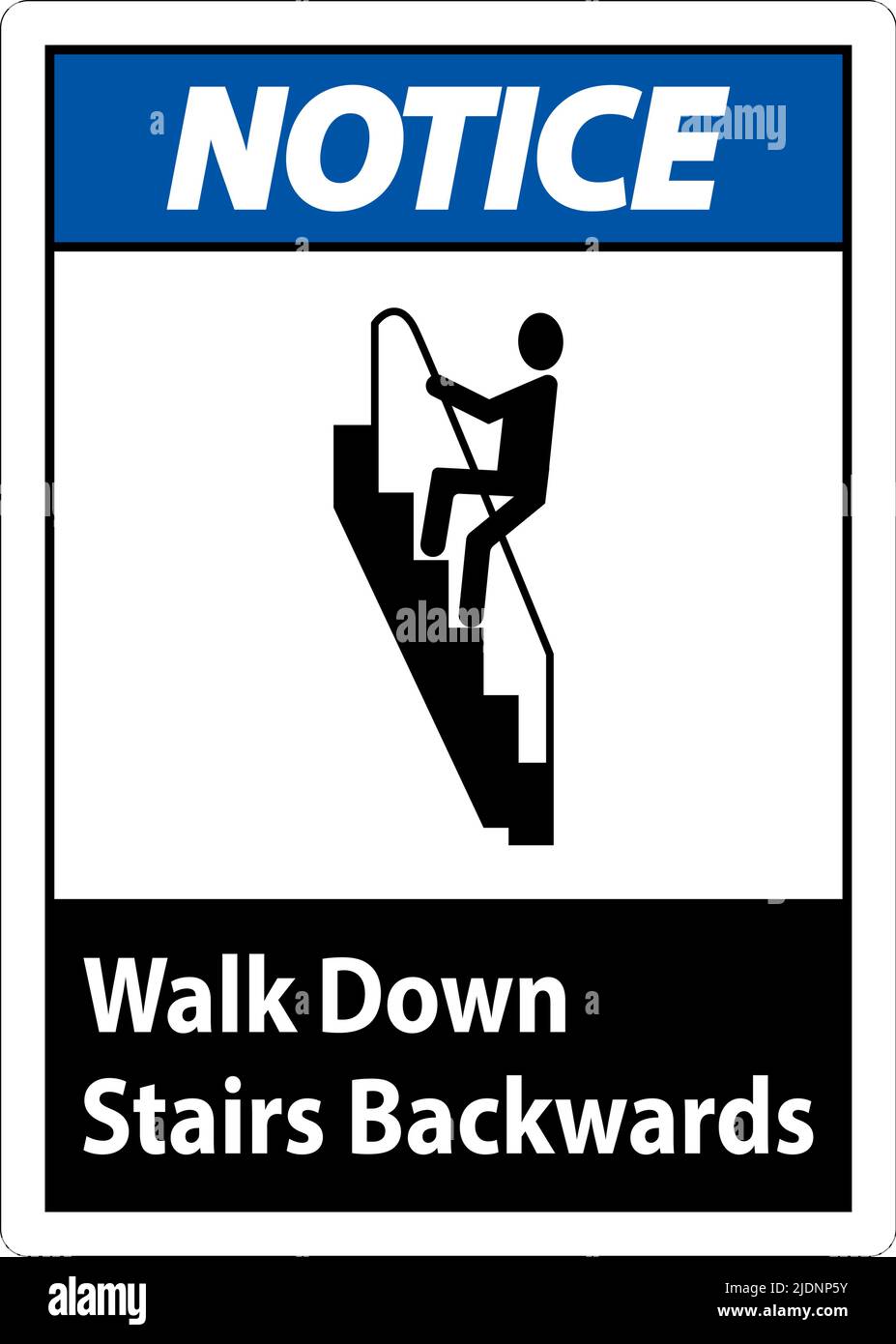 Notice Walk Down Stairs Backwards Sign Stock Vector Image & Art - Alamy