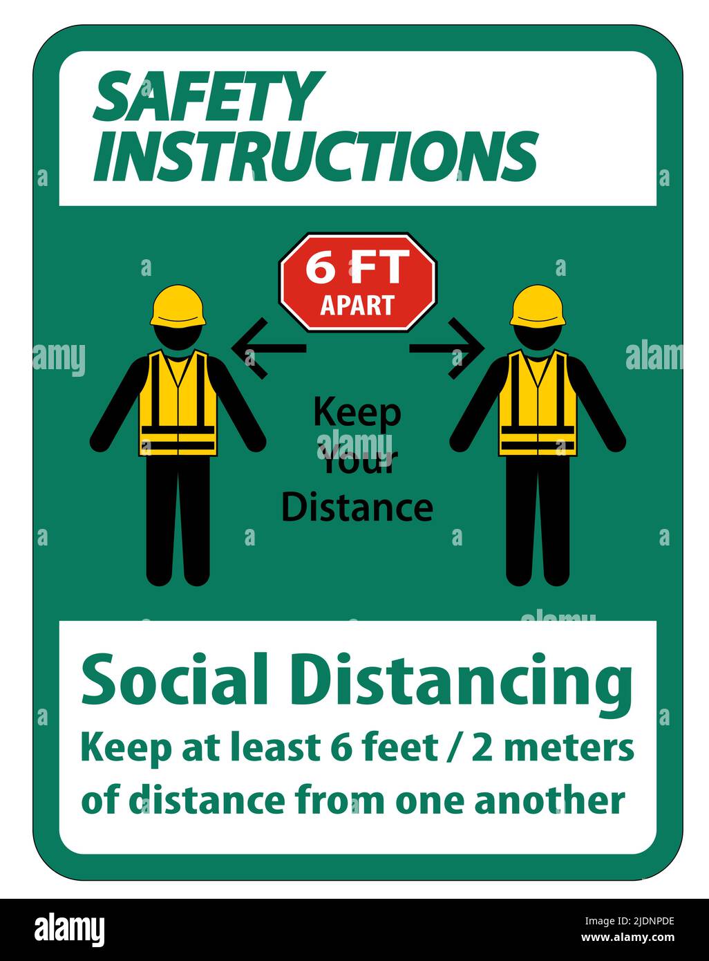 Safety Instructions Social Distancing Construction Sign Isolate On ...