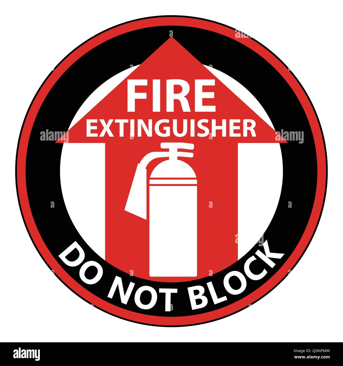 Fire Extinguisher Do Not Block Floor Sign on white background Stock ...