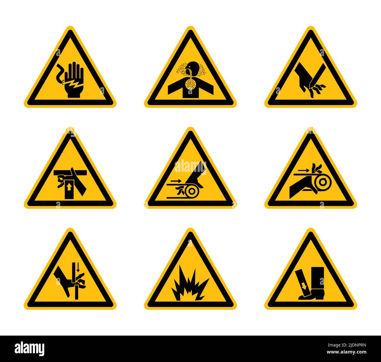 Triangular Warning Hazard Symbols labels Isolate On White Background ...