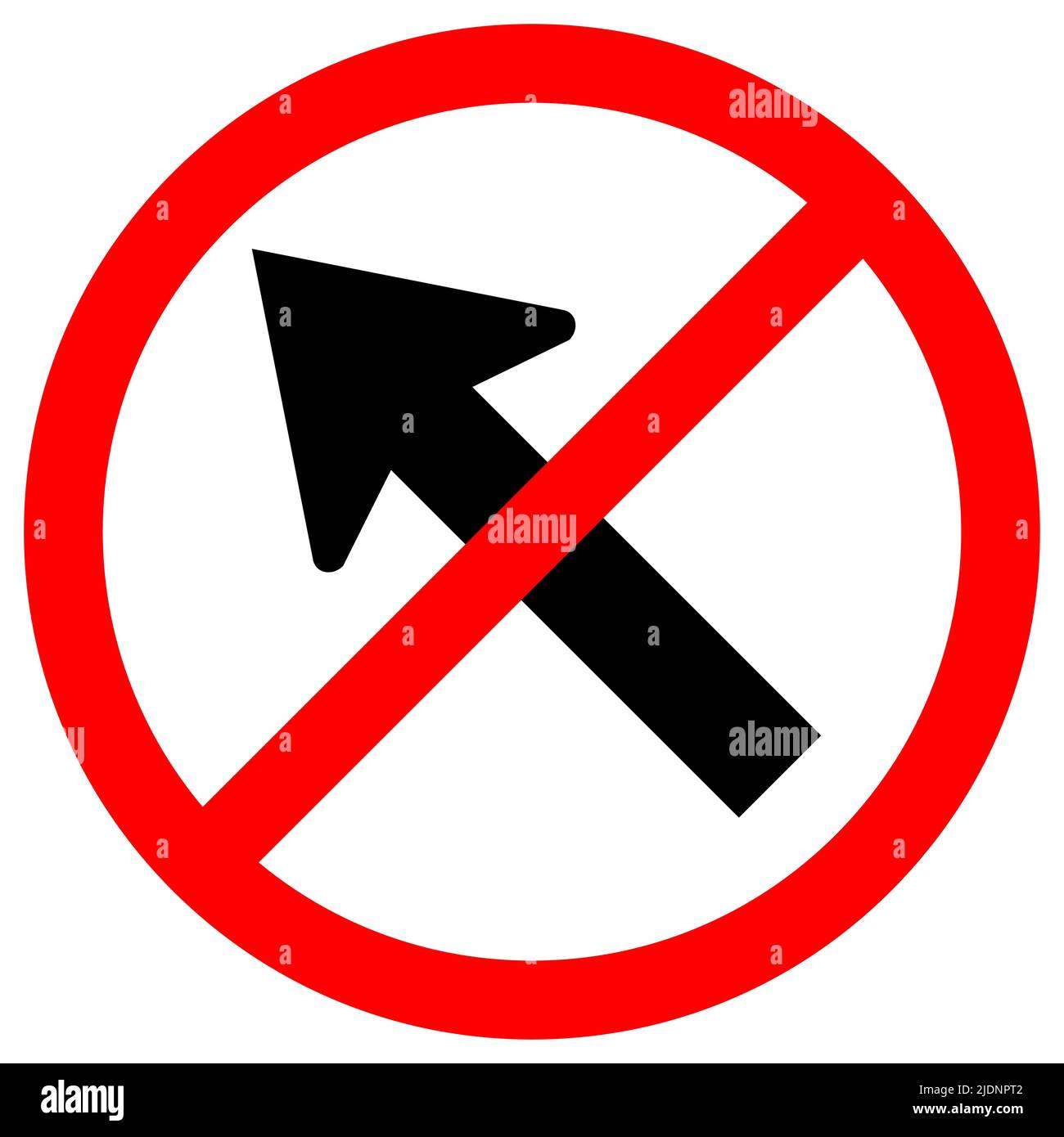 Prohibit Go To The Left By The Arrow Traffic Road Sign Isolate On White ...