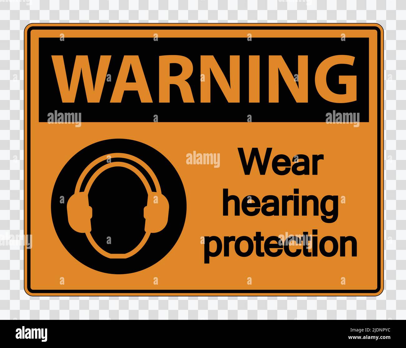 Warning Wear hearing protection on transparent background,vector ...