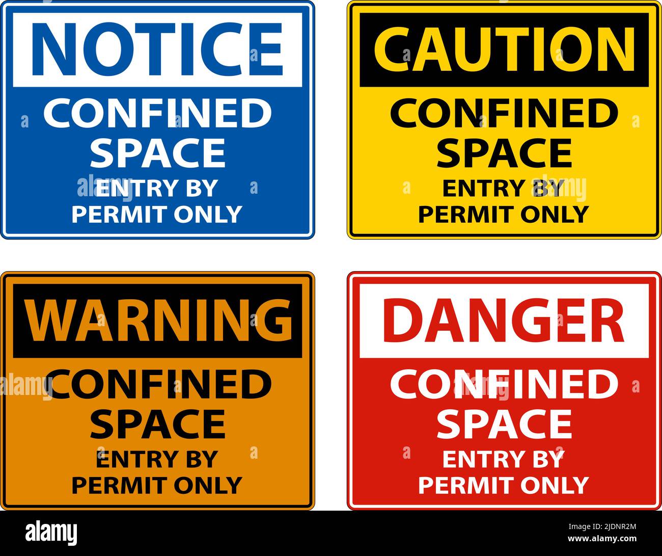 Confined Space Entry By Permit Only Sign Stock Vector Image & Art - Alamy